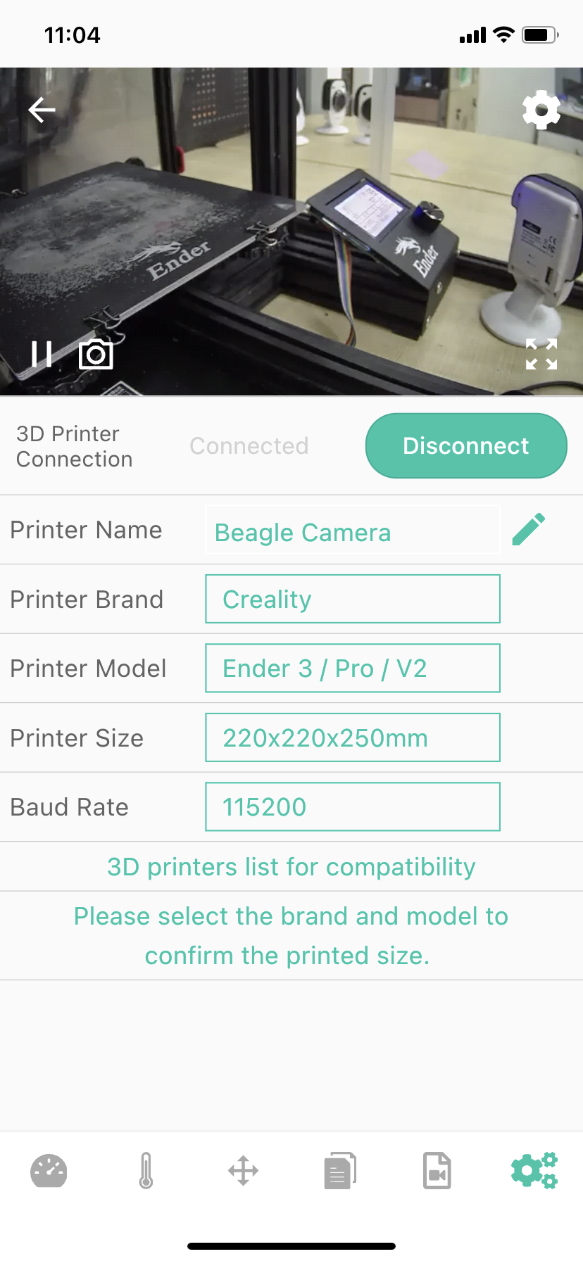 Device-Printer settings | Beaglecam
